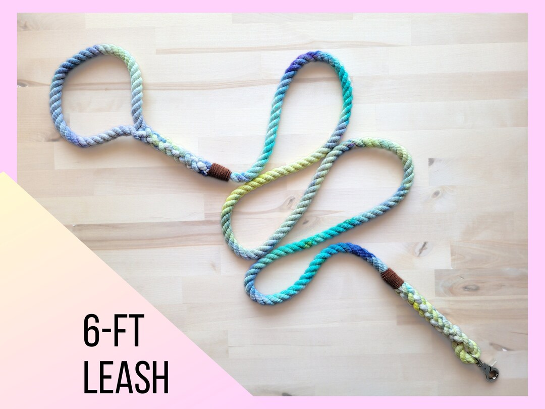 6 Ft. Cotton Rope Leash | Blue Dog Leash | Rainbow Dog Leash | Tie Dye ...