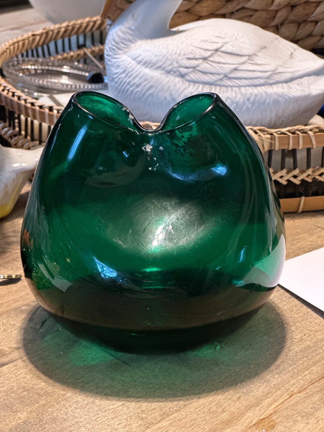 Vintage Blenko Pinched Glassware Green - Etsy
