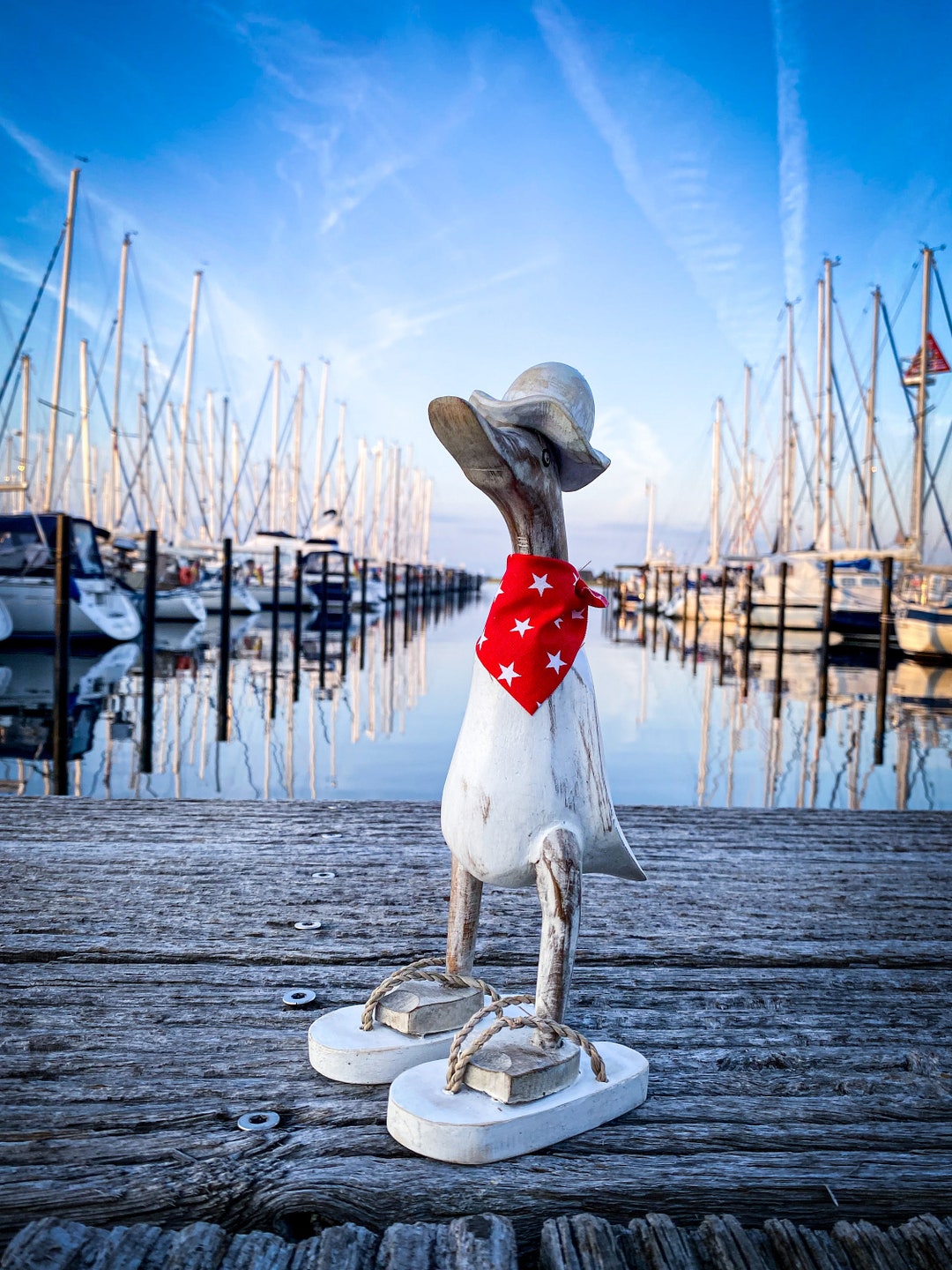Wooden Running Duck With Flip Flops and Hat in Antique White - Etsy