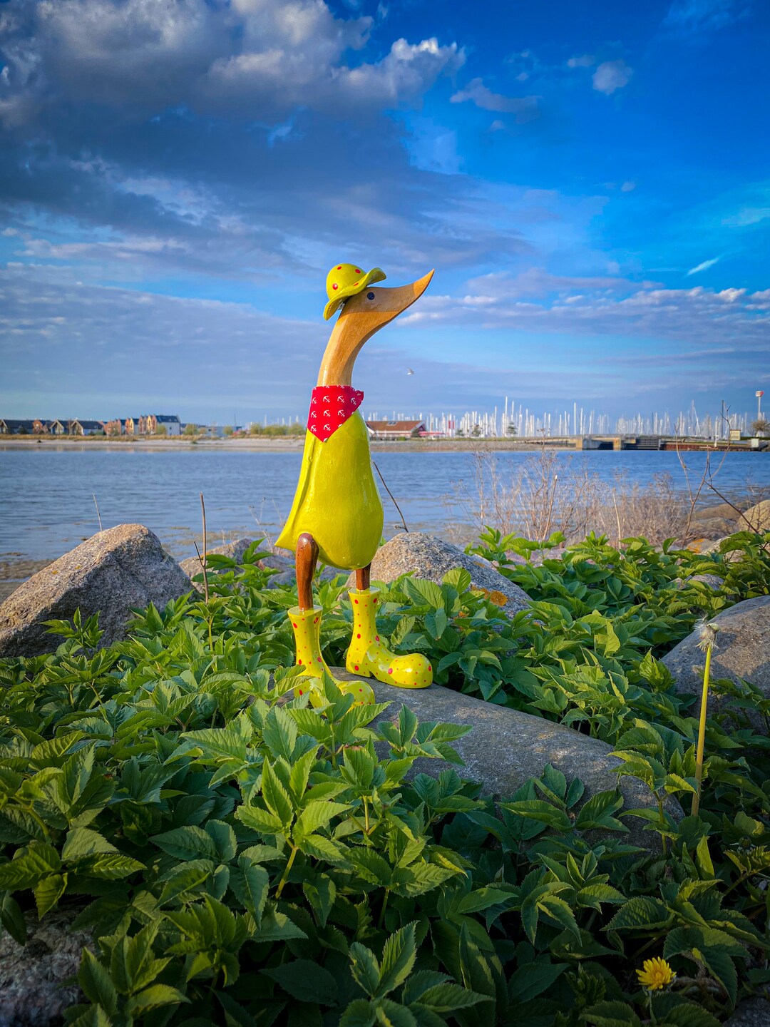Wooden Runner Duck With Hat and Boots in Green Approx. 37 Cm - Etsy
