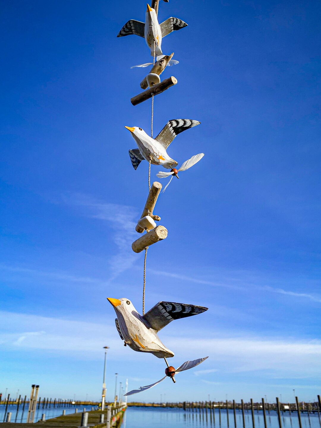 3 Seagulls Wind Chime and Driftwood With Propeller - Etsy
