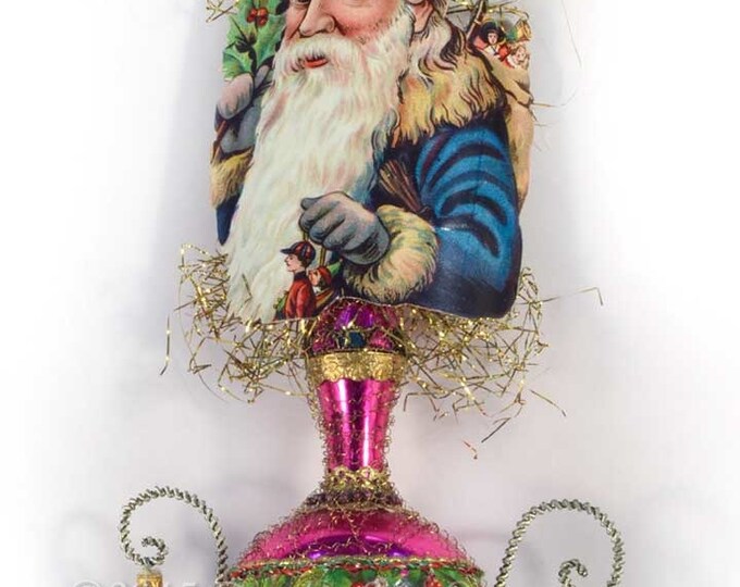 Blue Santa on Striking Purple Glass Spire Topper W/ Beads TT15008 - Etsy