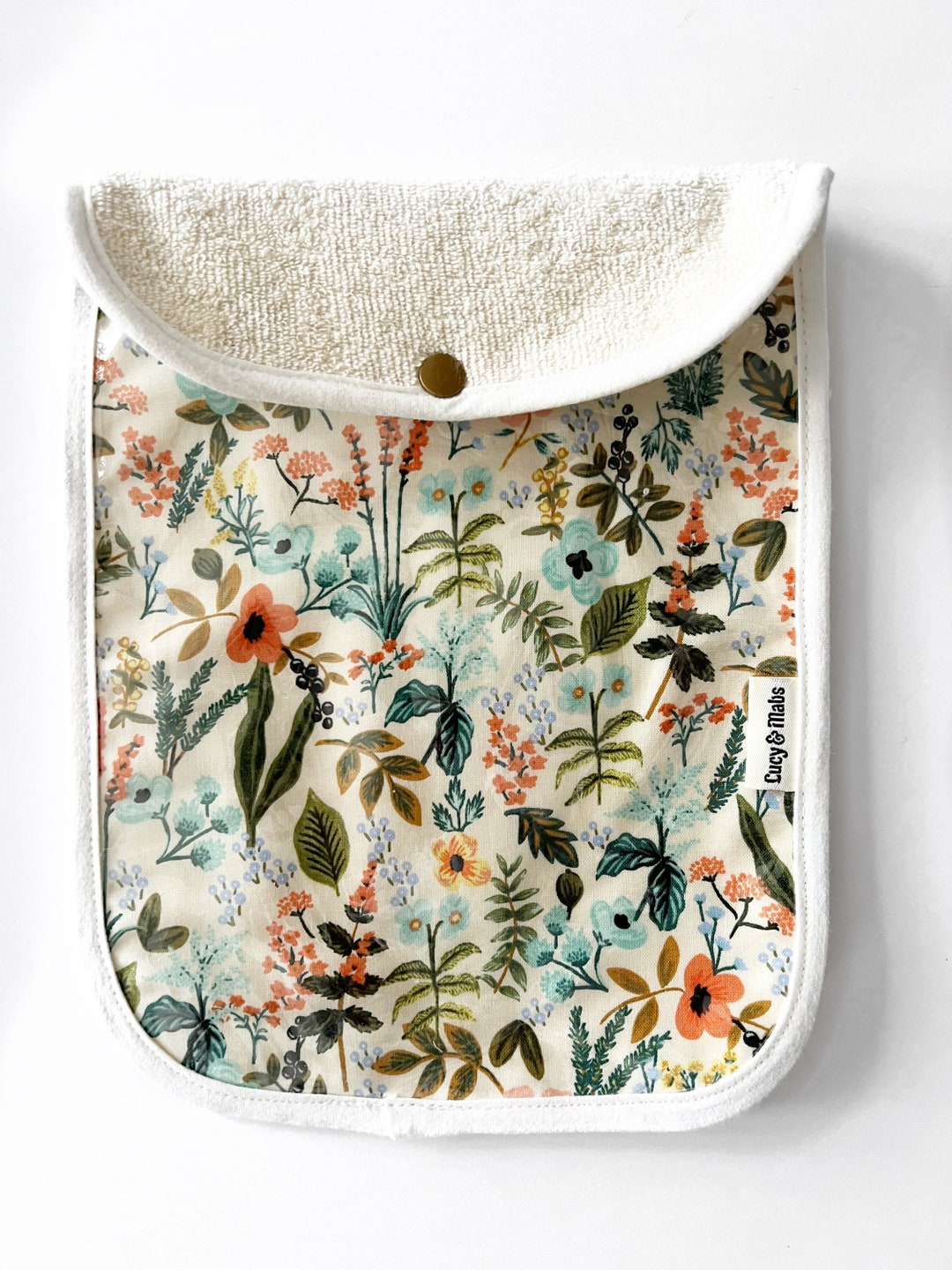 Handy Big Pouch With Clear Vinyl and Organic Cotton Terry, Travel Pouch ...