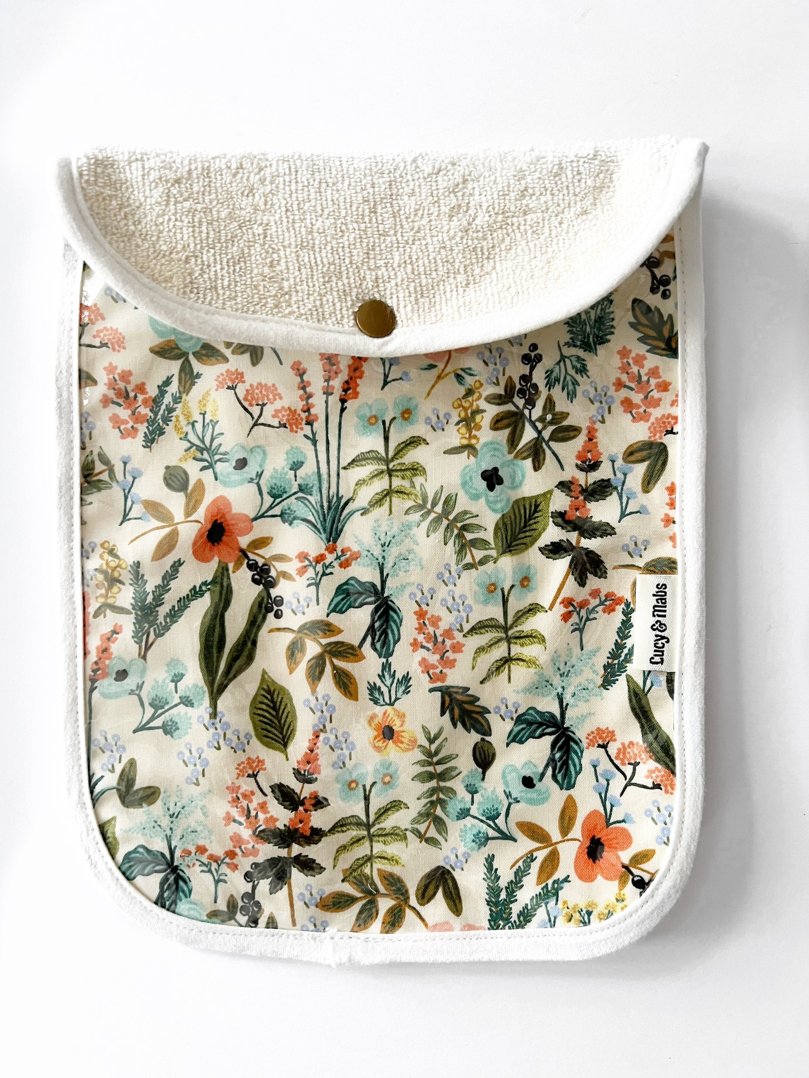 Handy Big Pouch With Clear Vinyl and Organic Cotton Terry, Travel Pouch ...