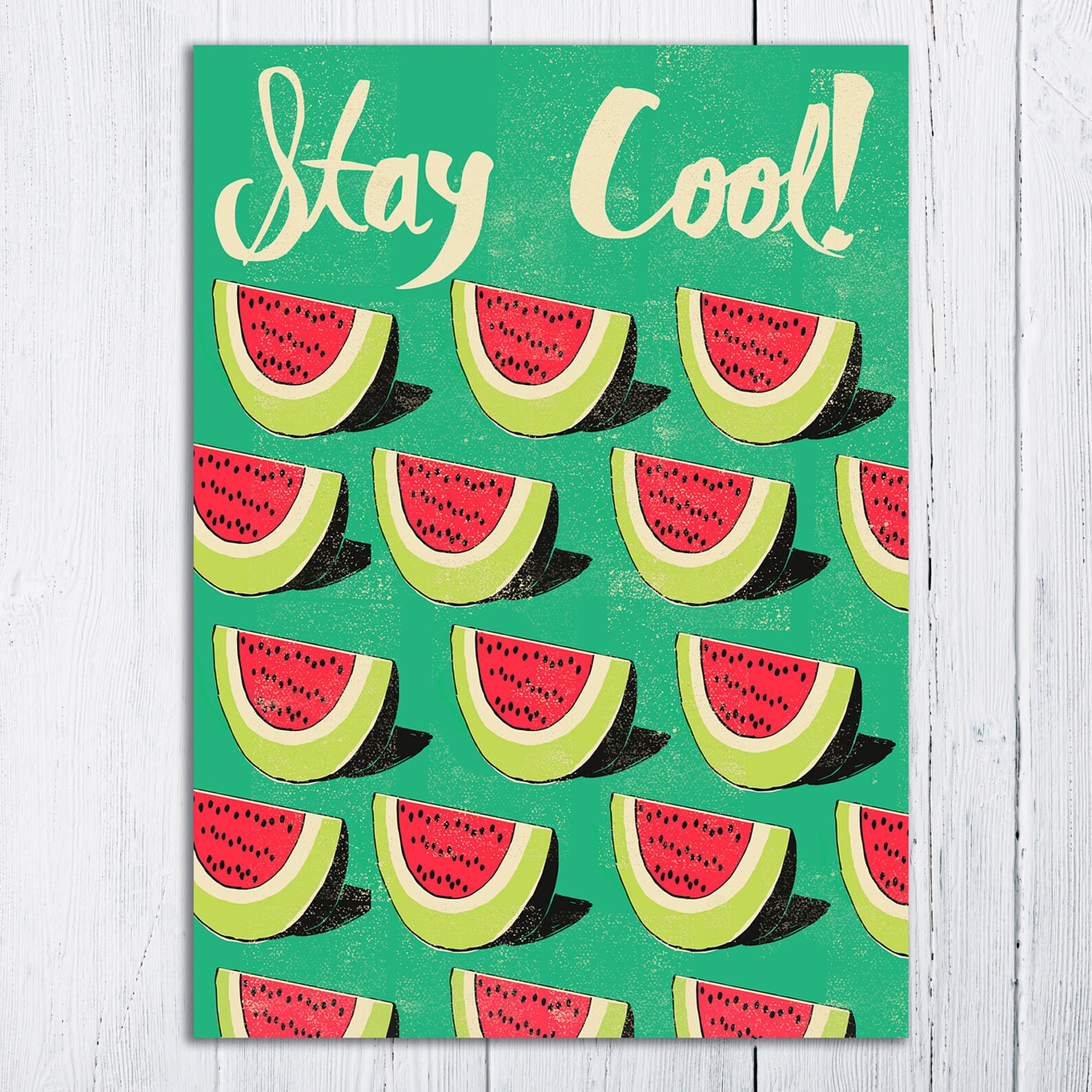 Stay Cool Water Melon Card - Etsy