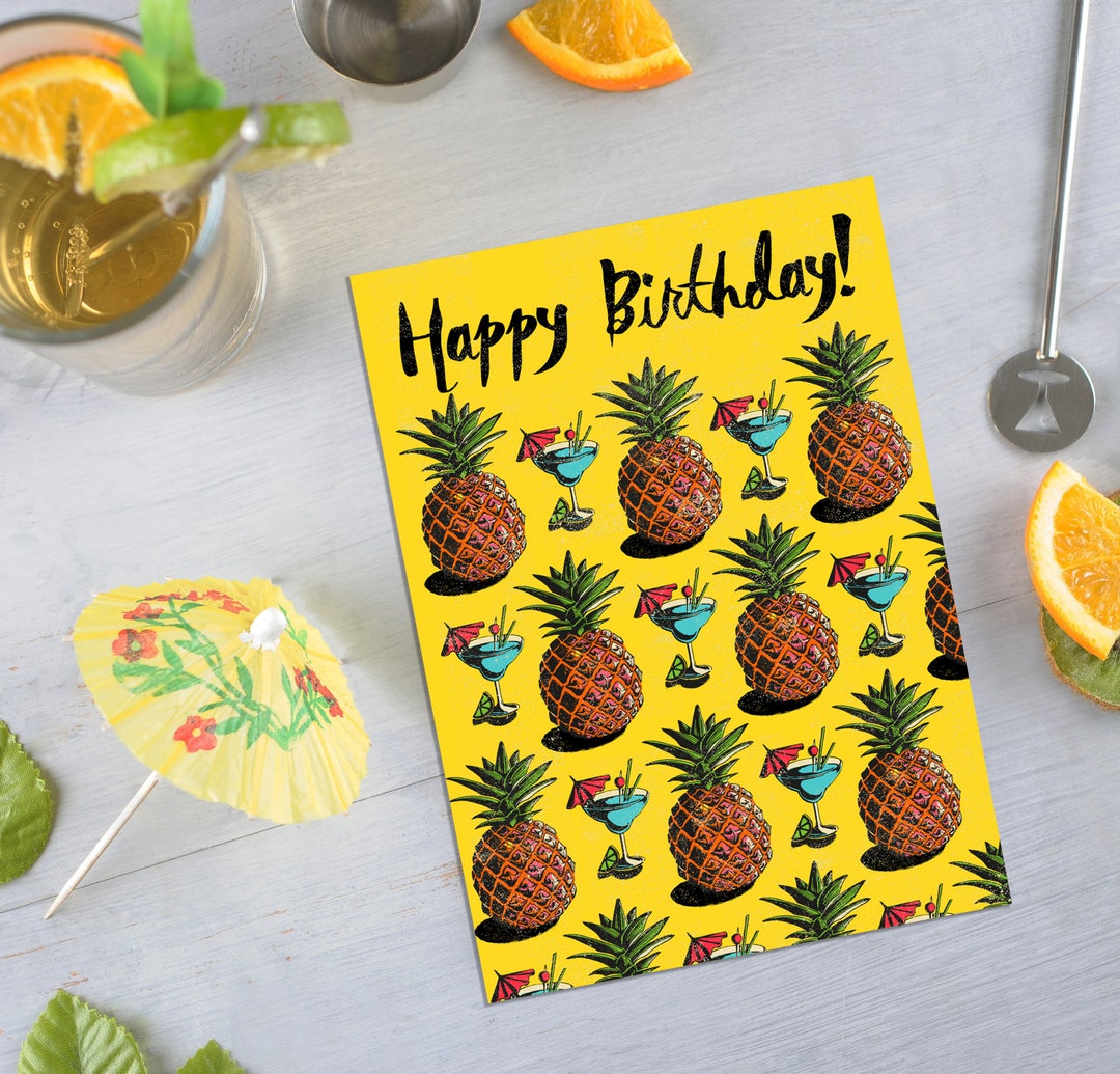 Pineapple Birthday Card - Etsy