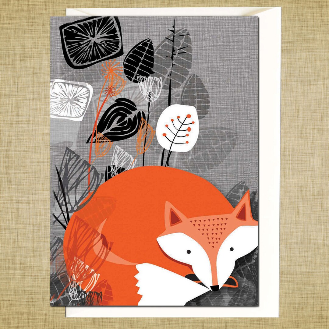 Retro Fox Greetings Card - Etsy