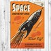 Retro Space Rocket Blank Greetings Card - Etsy