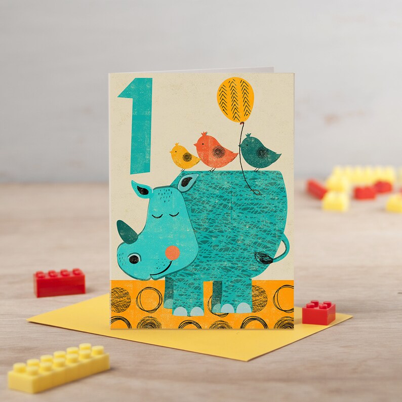 Rhino Happy Birthday Card | Etsy