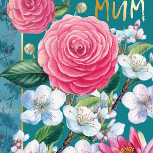 Lovely Mum Card With Floral Elements & Gold Type - Etsy