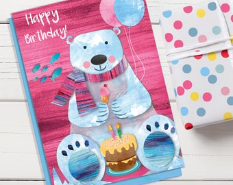 Polar Bear Birthday Card - Etsy