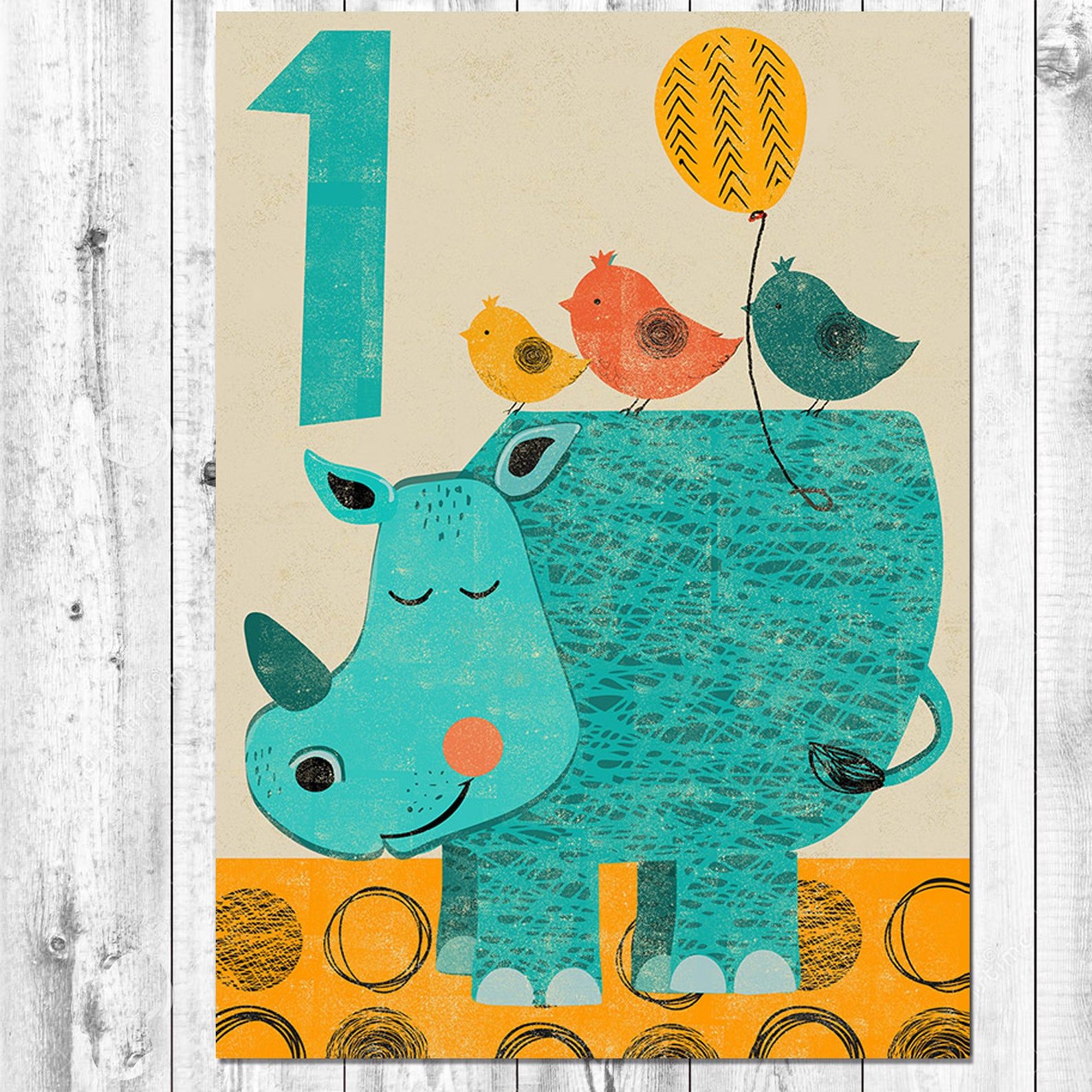 Rhino Happy Birthday Card | Etsy