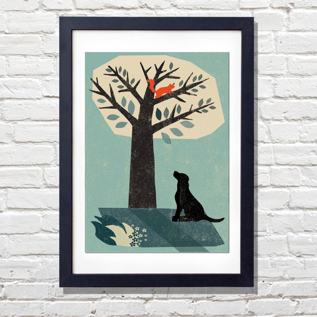 Labrador and Tree Print - Etsy