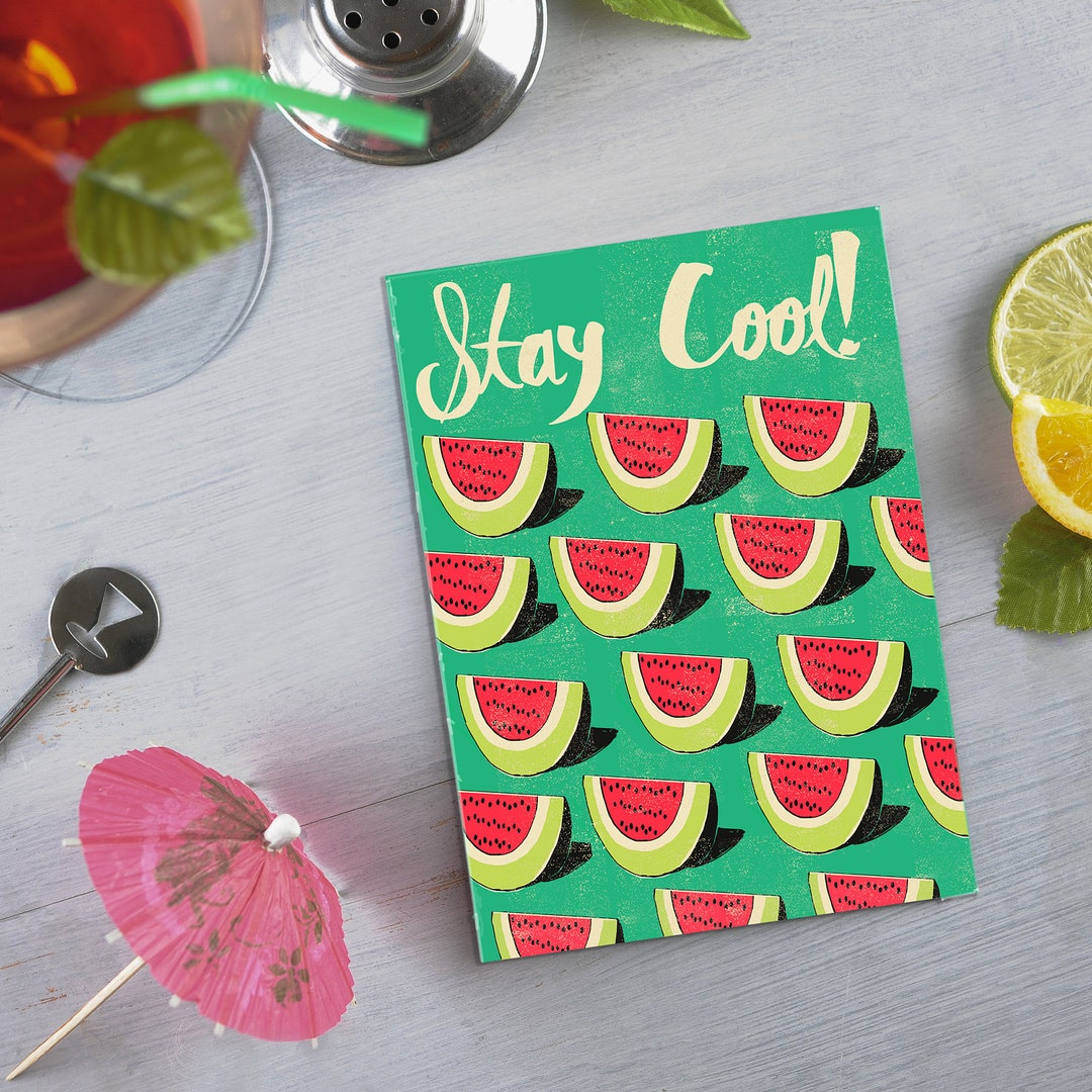 Stay Cool Water Melon Card - Etsy