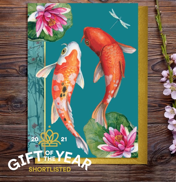 Beautiful Koi Fish Card - Etsy