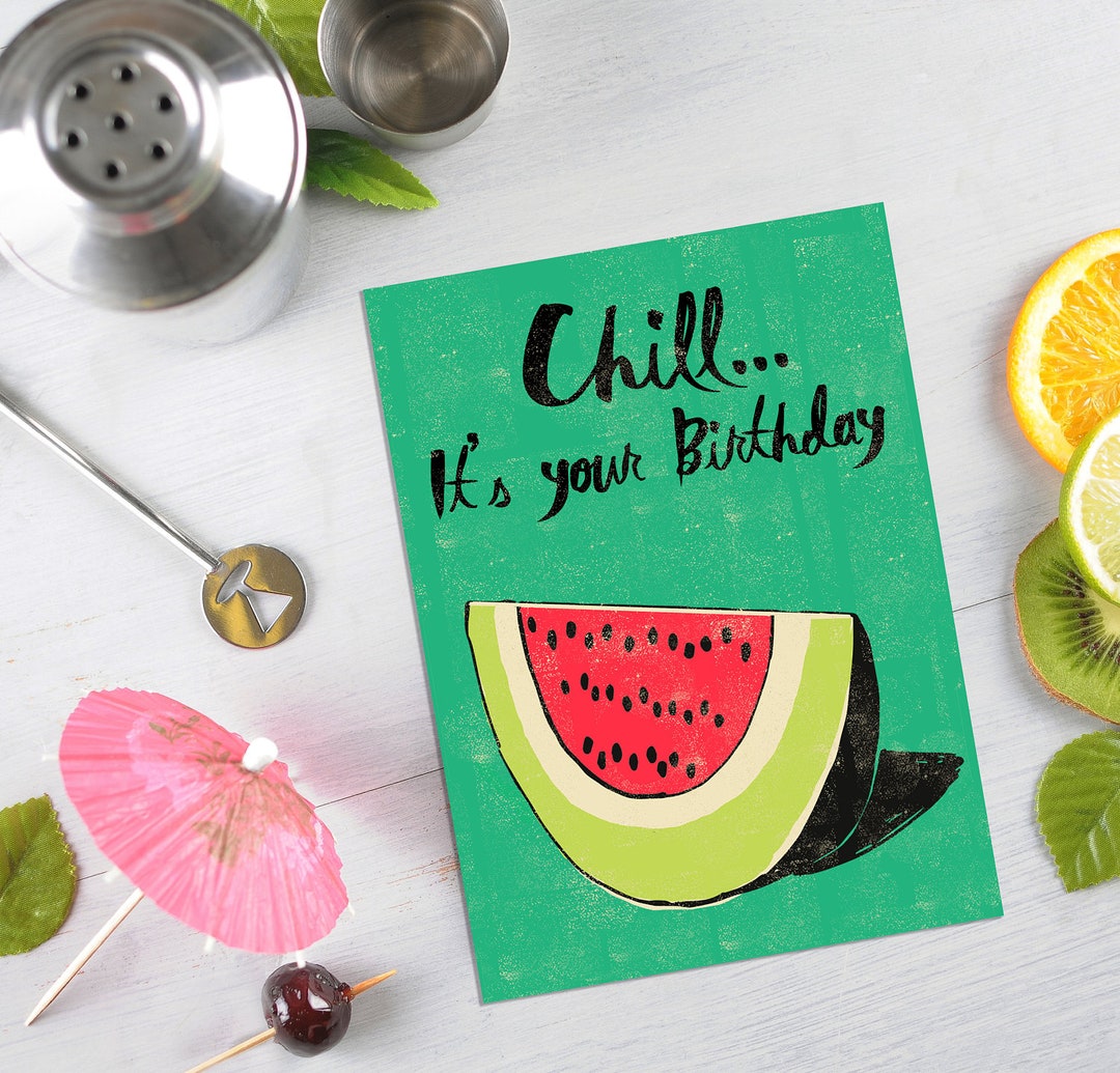 Watermelon Birthday Card - Etsy