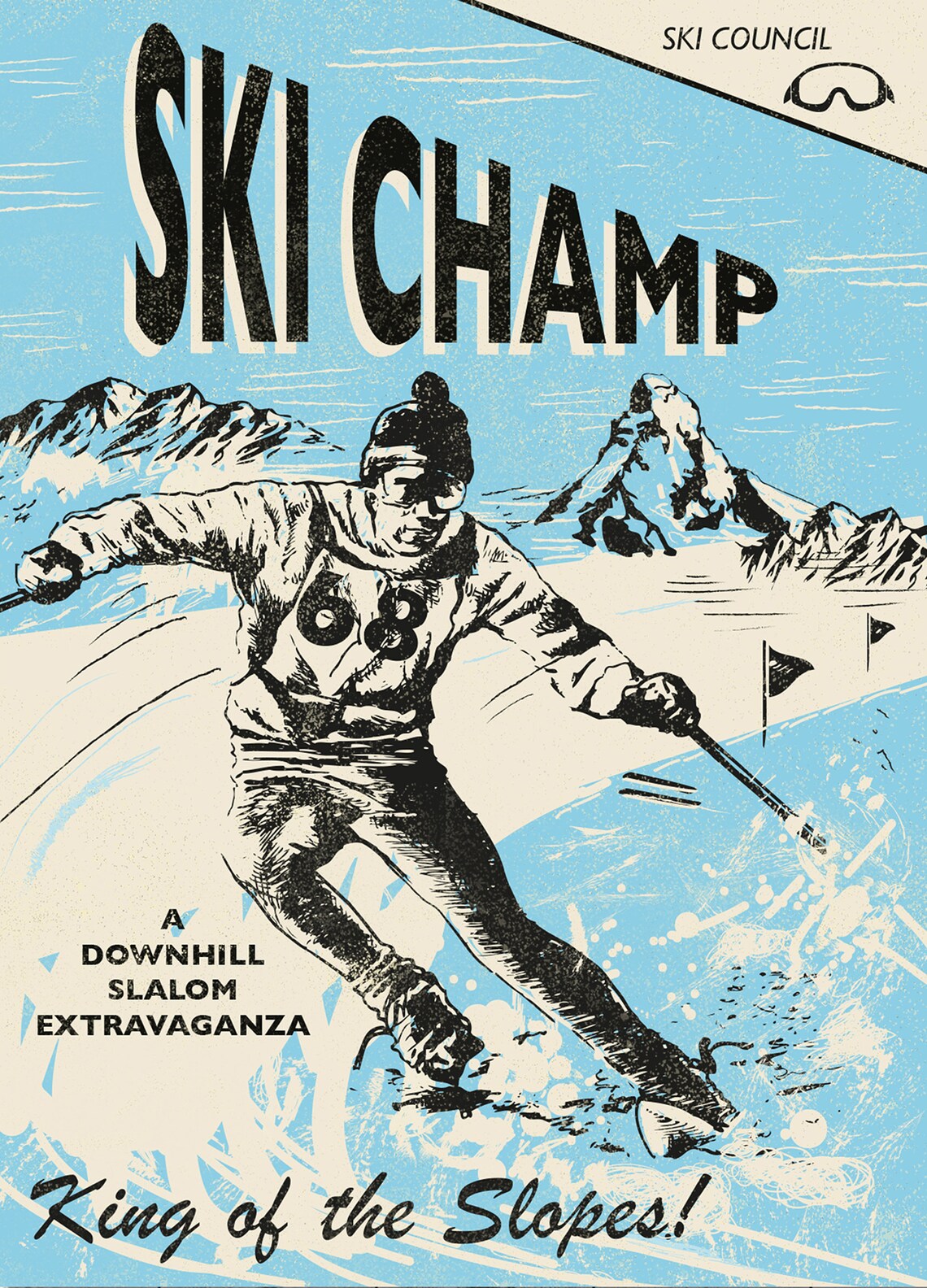 Ski Champ Print | Etsy