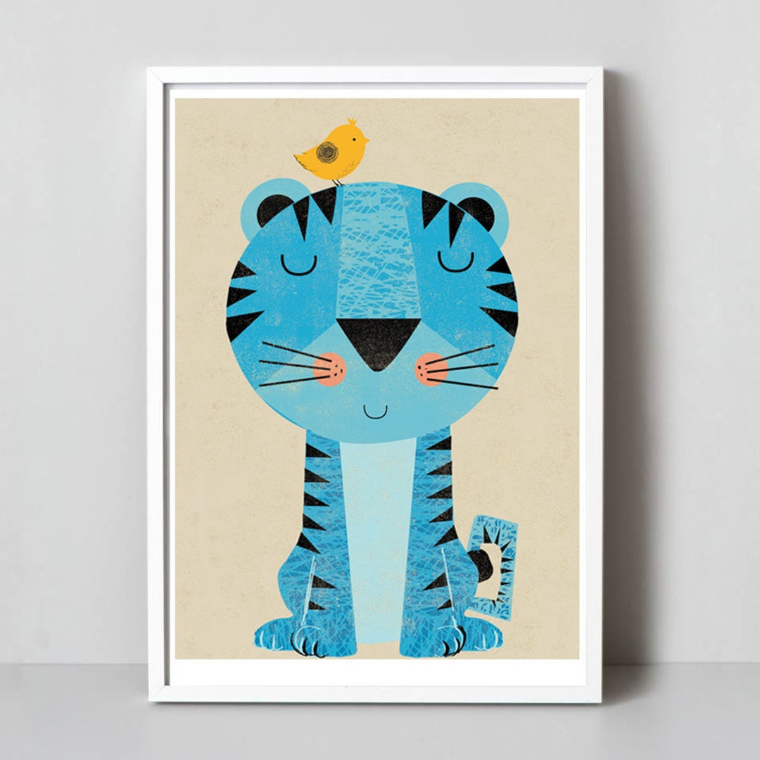 Blue Tiger Print - Etsy