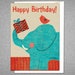 Elephant Happy Birthday Card - Etsy