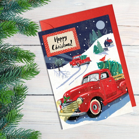Pickup Truck Christmas Card - Etsy