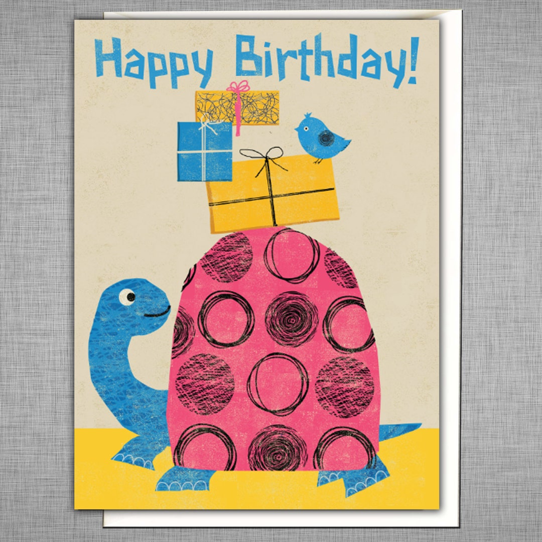 Tortoise Happy Birthday Card - Etsy