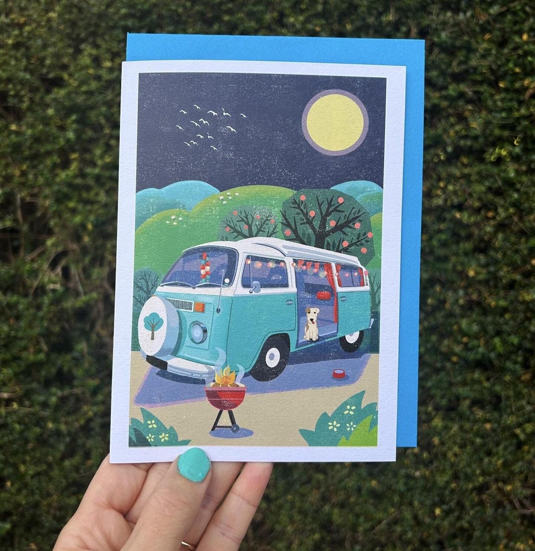 Retro Camper Van Blank Card - Etsy