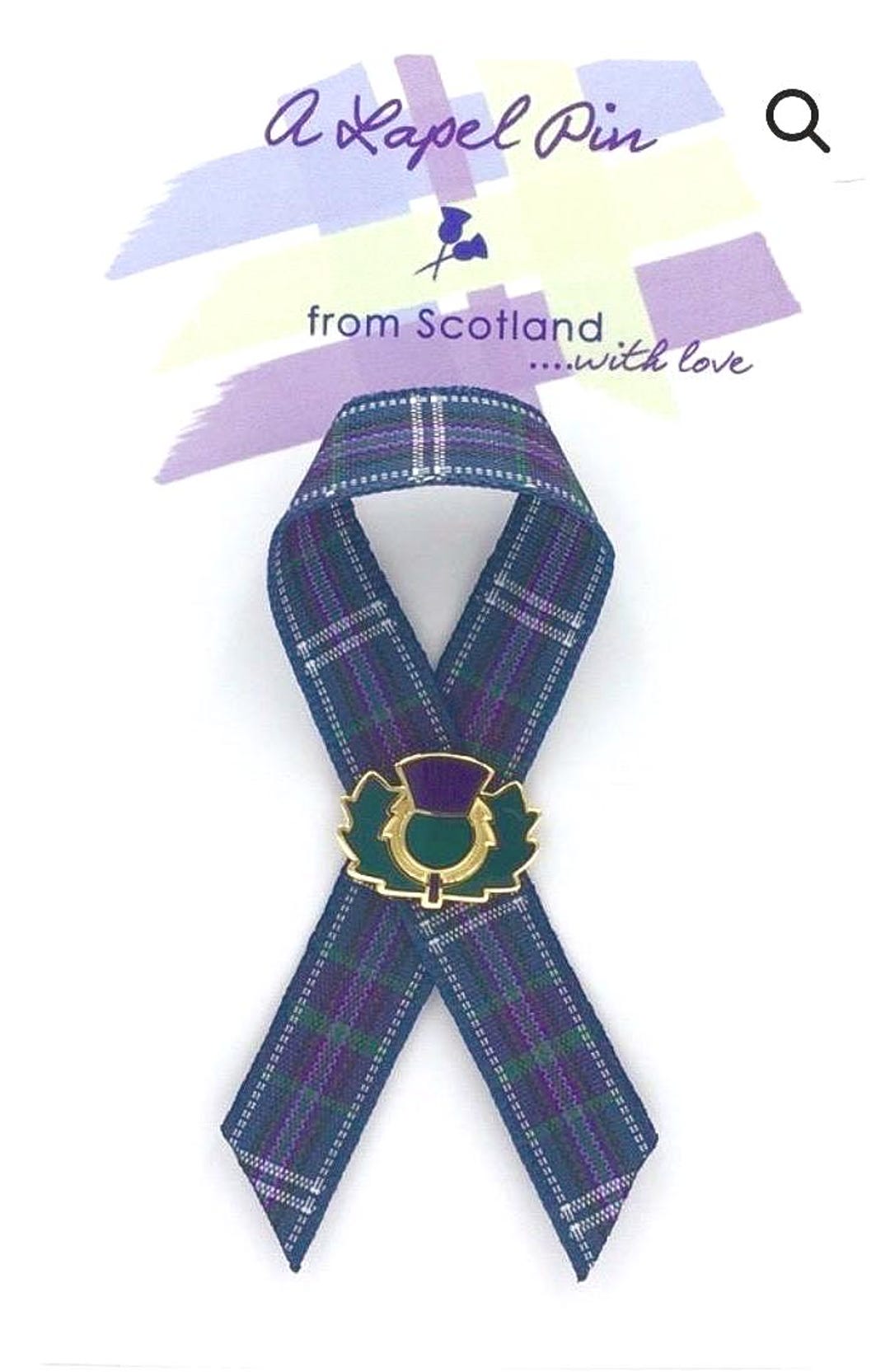 Scottish Thistle Pin: Enamel Flower of Scotland With Tartan Ribbon - Etsy