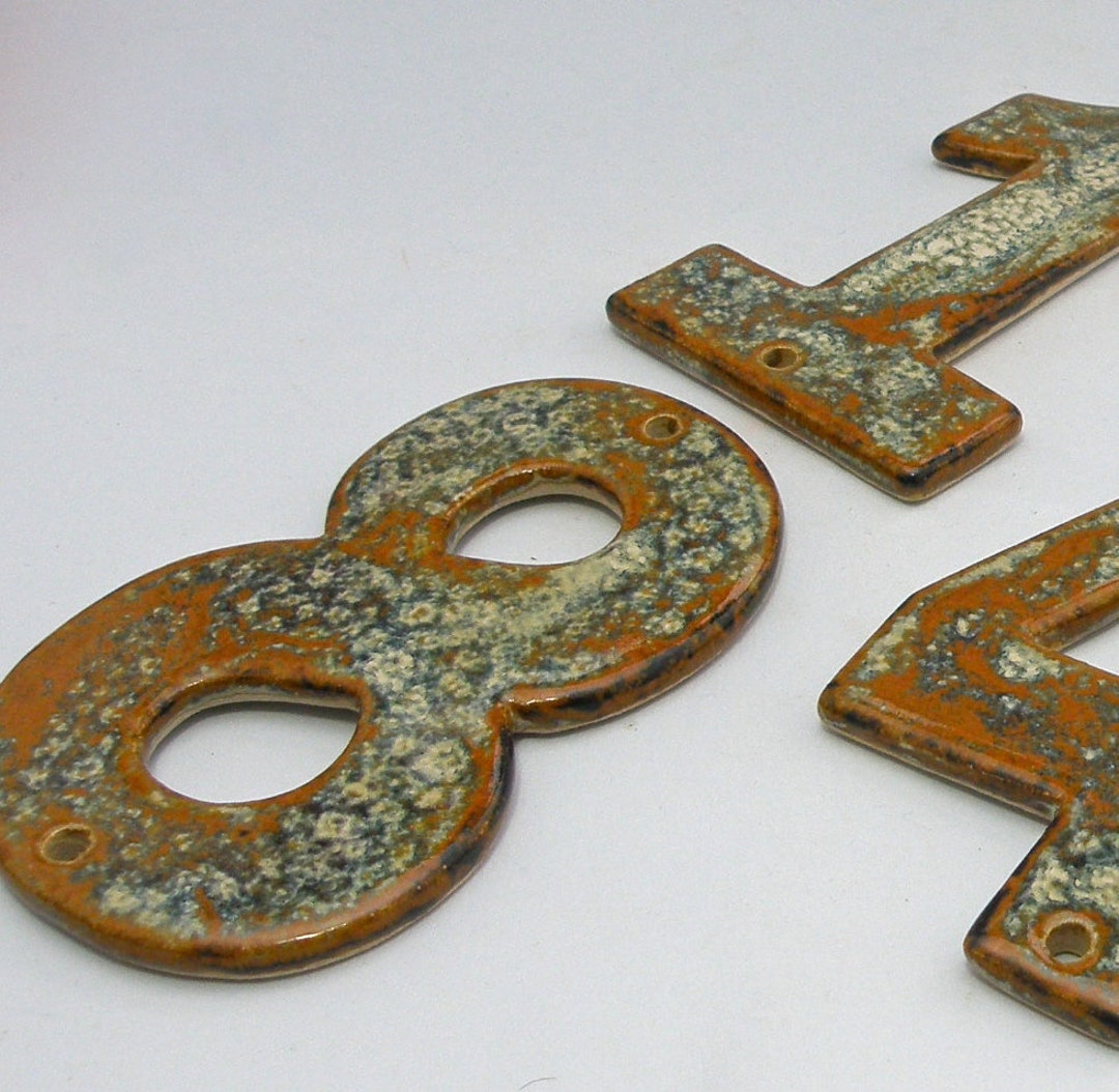 8 Inches House Tiles Door Numbers Stoneware LARGE House Number Ceramic ...
