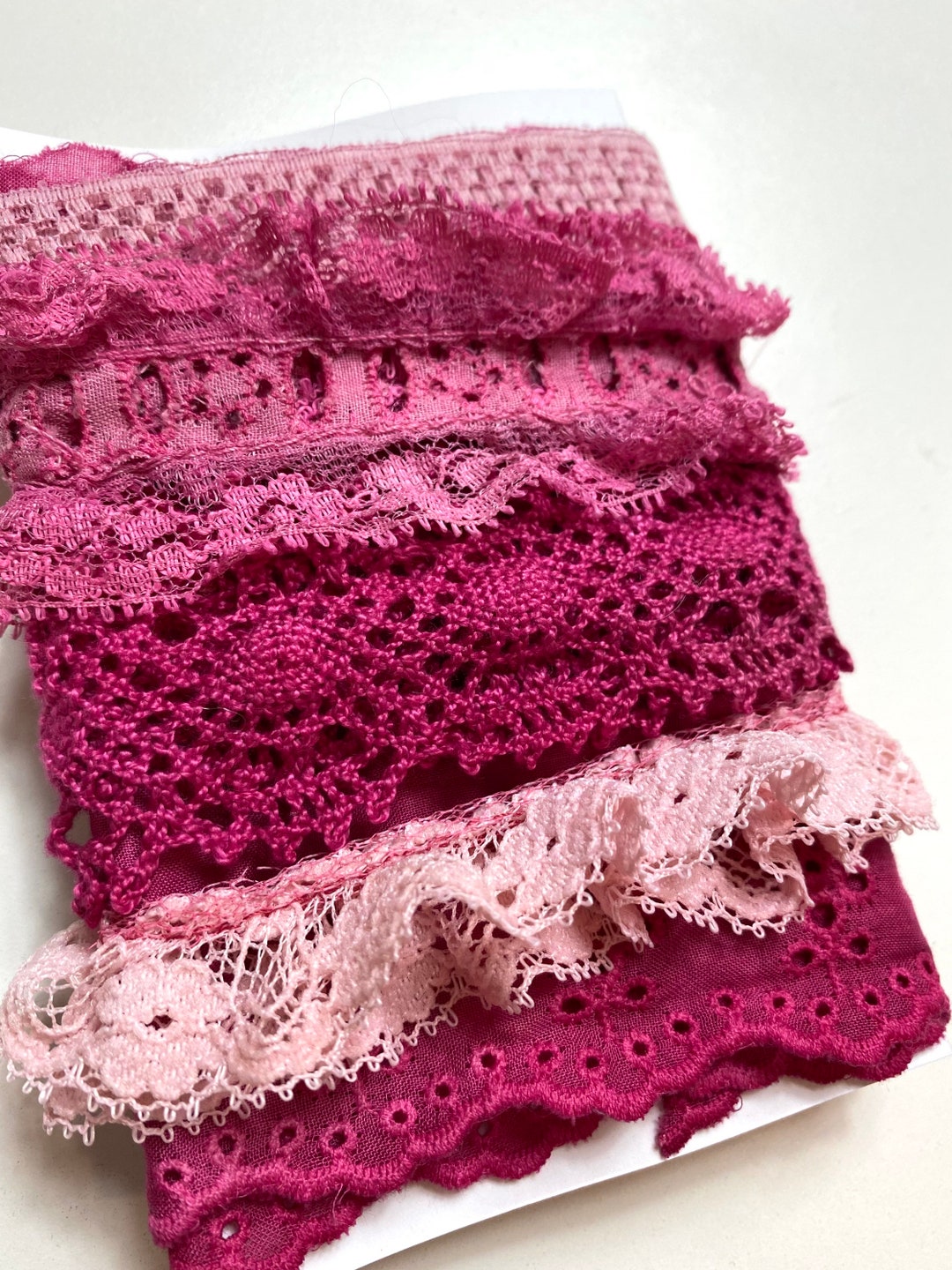 Vintage Lace Trim Scrap Bundle- Lace Remnants, Pink Laces, Vintage Pink ...