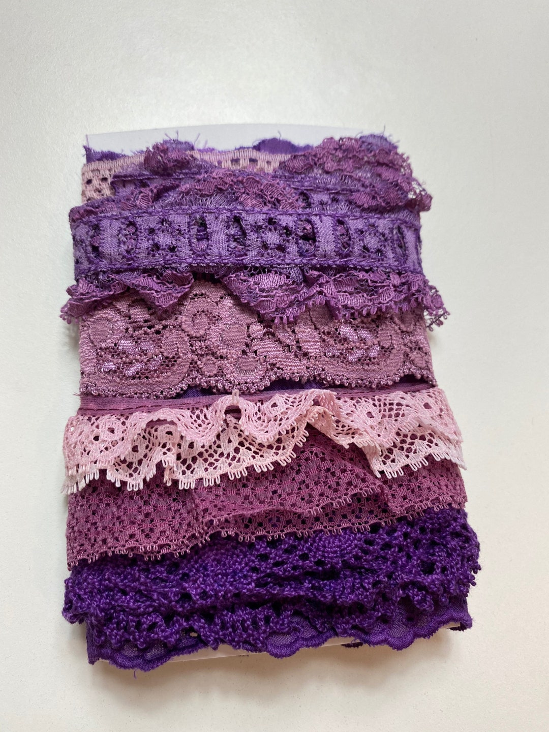 Vintage Lace Trim Scrap Bundle Lace Remnants, Purple Laces, Vintage ...