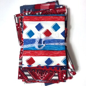 Vintage Fabric Scrap Bundle Lot. Red, White, and Blue. America ...