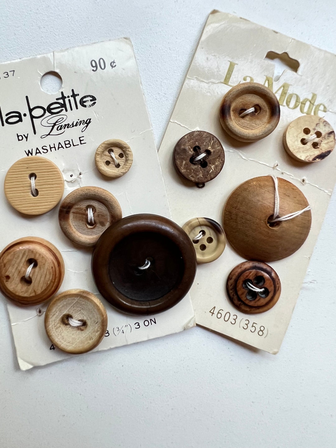 Vintage Assorted Button Card Color Antique Button Card Wood/ Wooden ...
