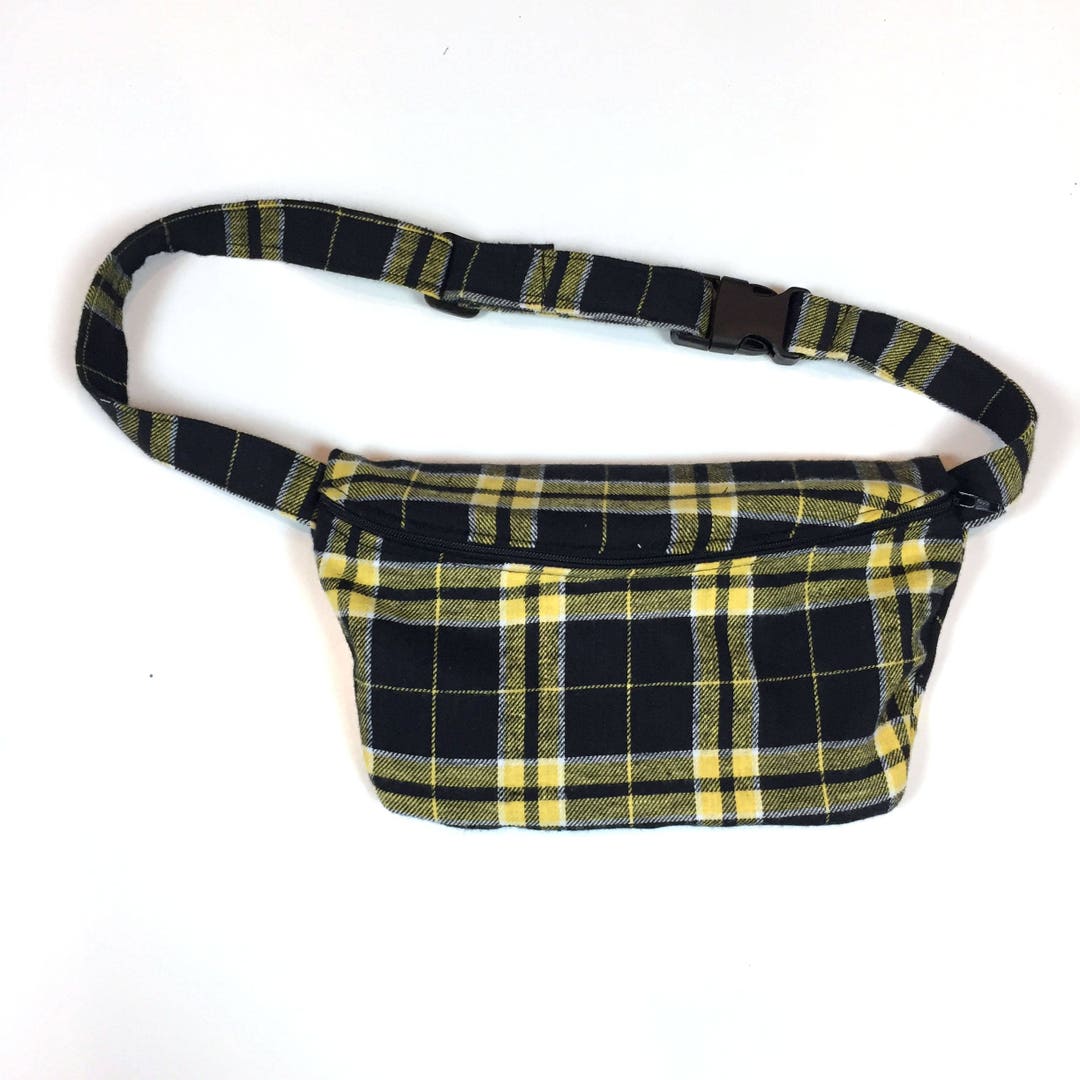 Black and Yellow Flannel Waist Fanny Pack - Etsy