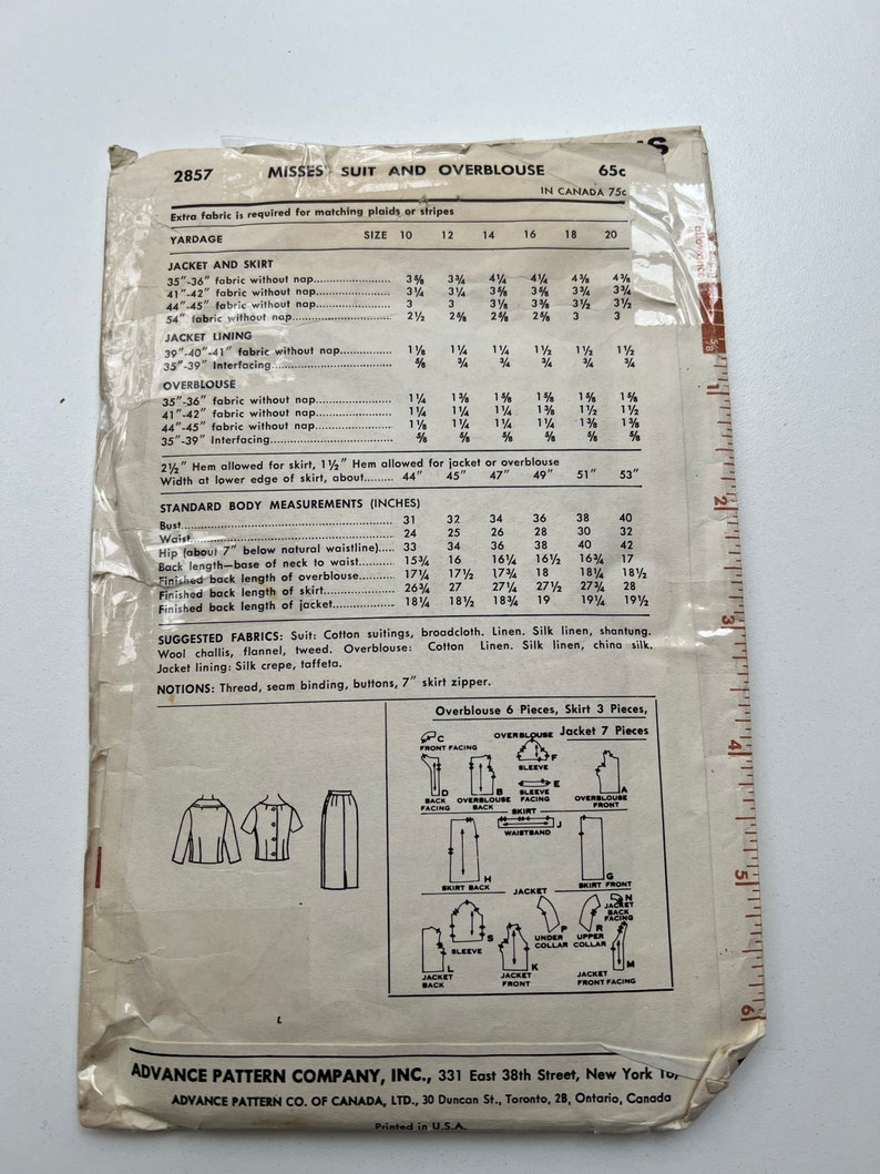 Vintage Sew Easy Advance Sewing Pattern No. 2857 Size 14 - Etsy