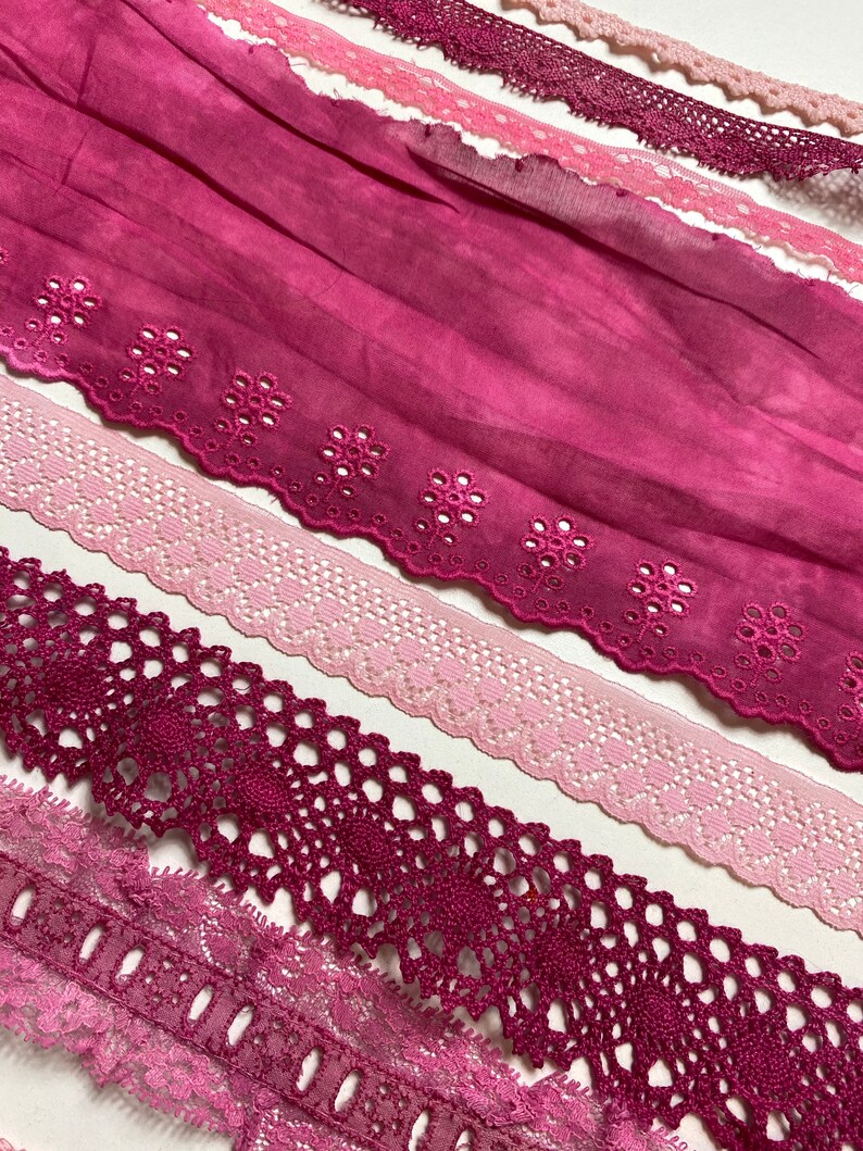 Vintage Lace Trim Scrap Bundle Lace Remnants Pink Laces - Etsy