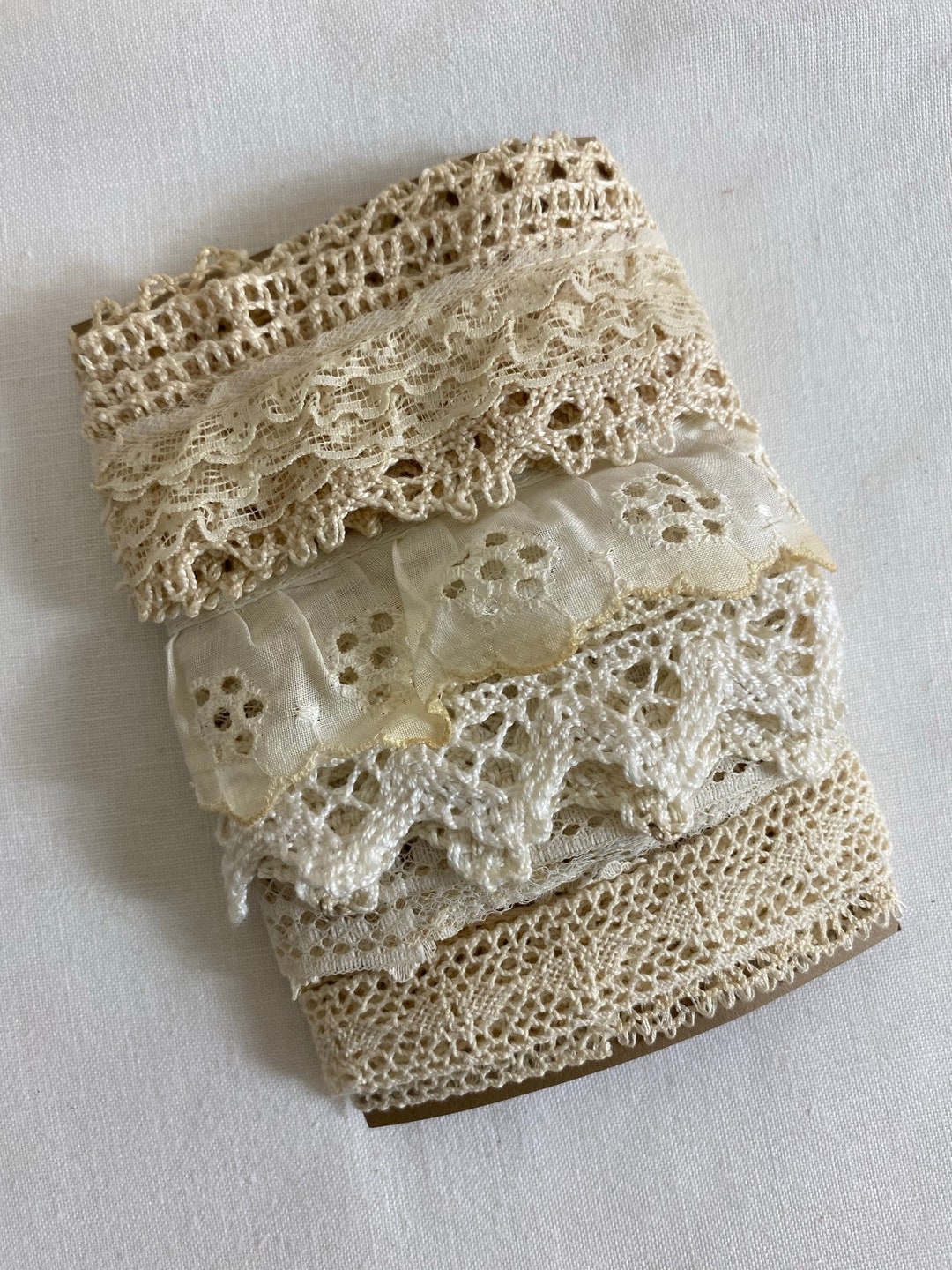 Vintage Lace Trim Scrap Bundle- Lace Remnants, Cream Laces, Vintage ...