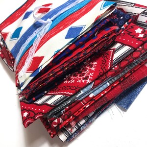 Vintage Fabric Scrap Bundle Lot. Red, White, and Blue. America ...