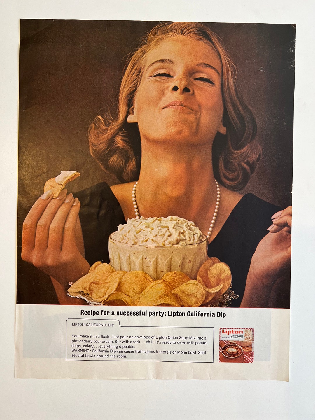 Vintage 1965 Lipton Onion Soup Mix Dip Magazine Ad - Original Print- - Etsy
