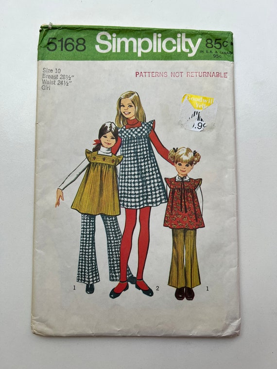 Vintage Simplicity Sewing Pattern No. 5168 Size 10 Bust 28.5 - Etsy