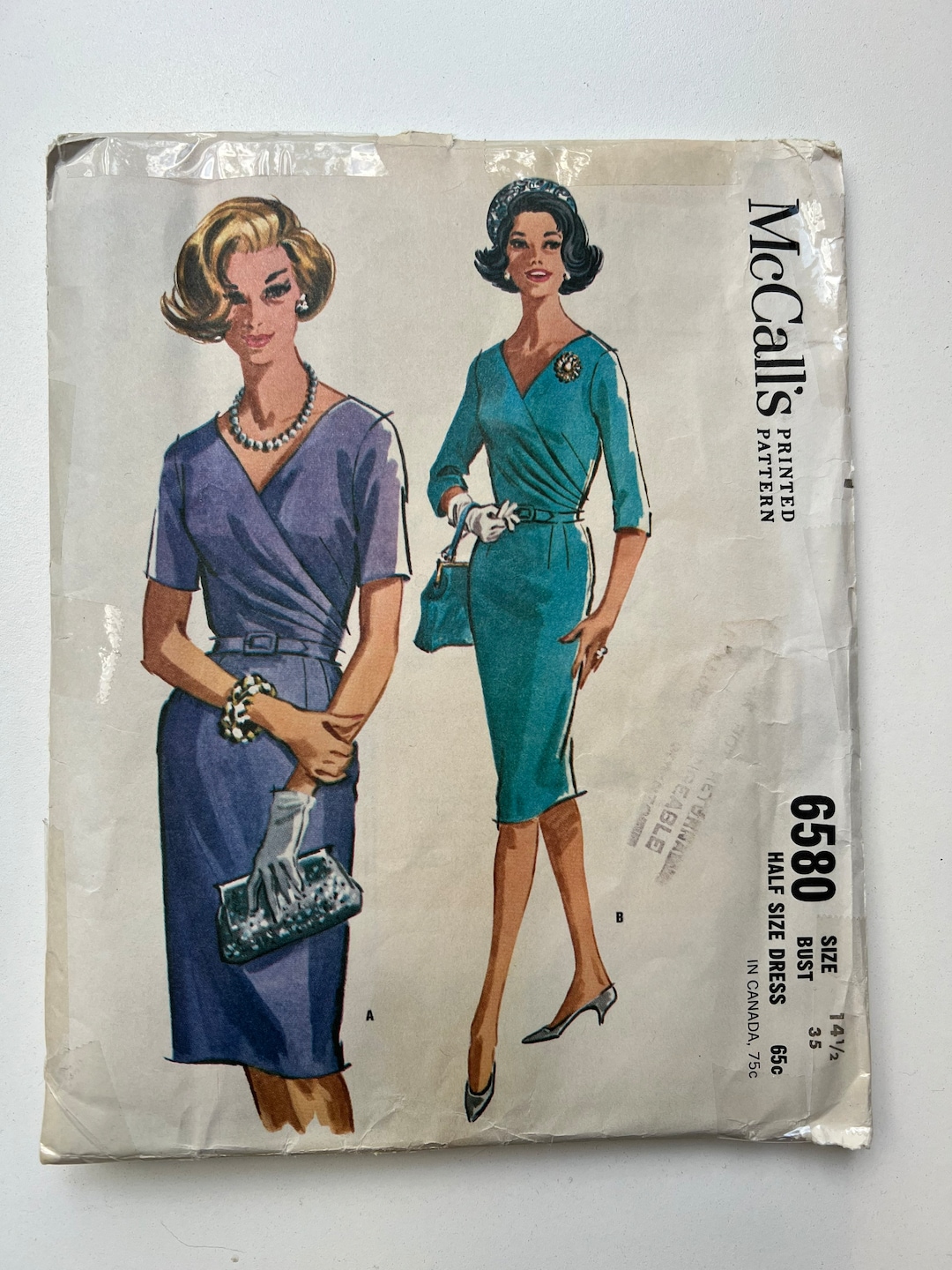 RARE Vintage Mccall's Sewing Pattern No. 6580 Size 14.5 Bust 35 Women's ...