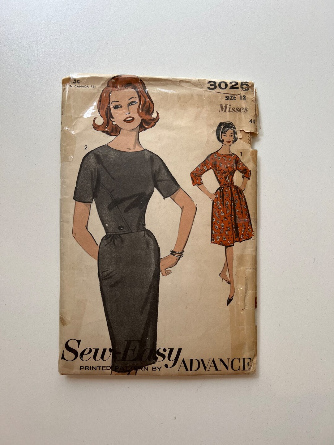 Vintage Sew Easy Advance Sewing Pattern No. 3025 Size 12 Women's Misses ...
