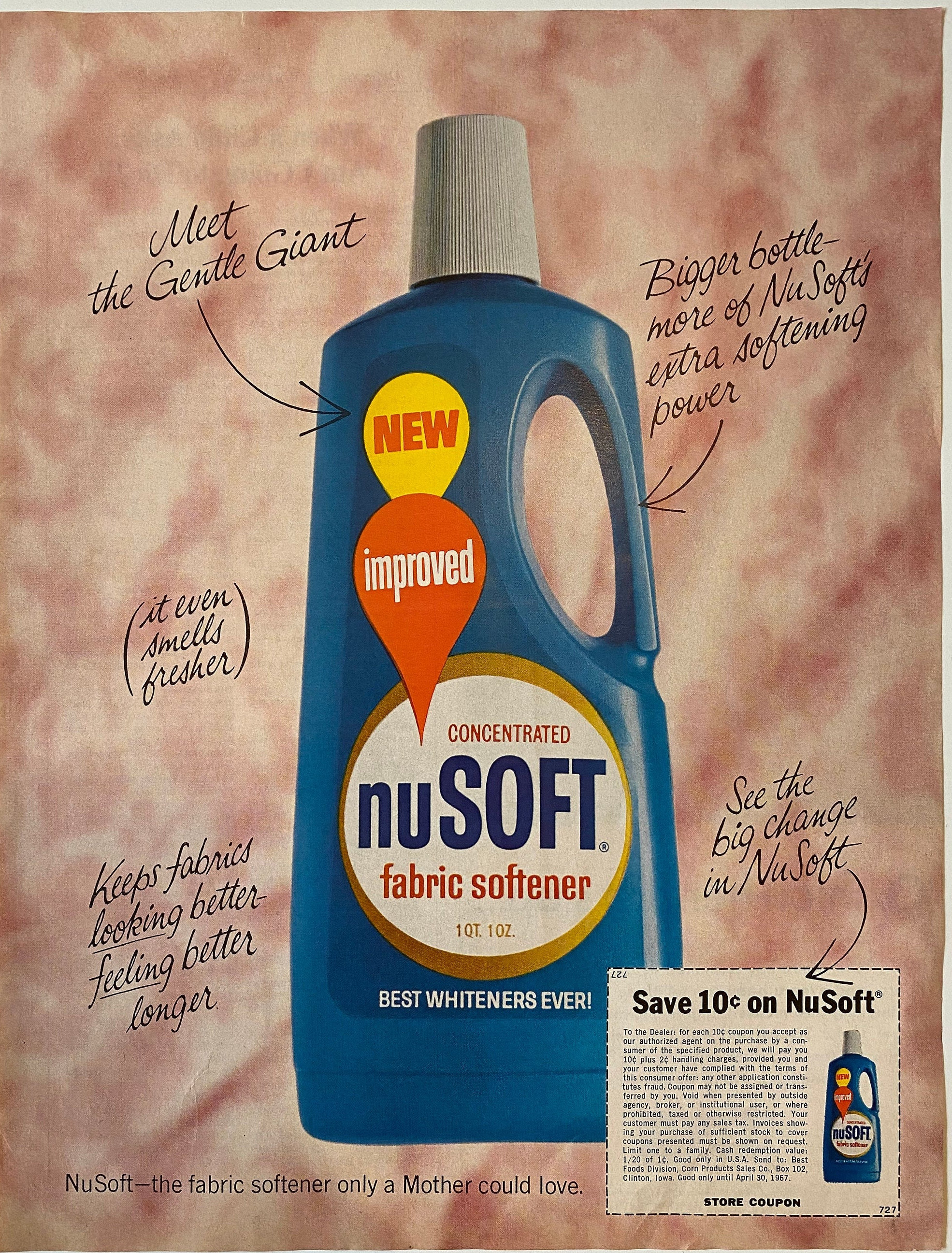 Vintage 1966 Nusoft Fabric Softener Magazine Ad Impresión | Etsy