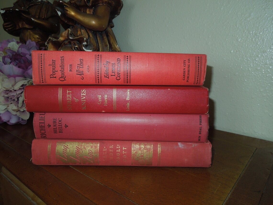 Vintage Red Books for Instant Library or Decor Four Books in This ...