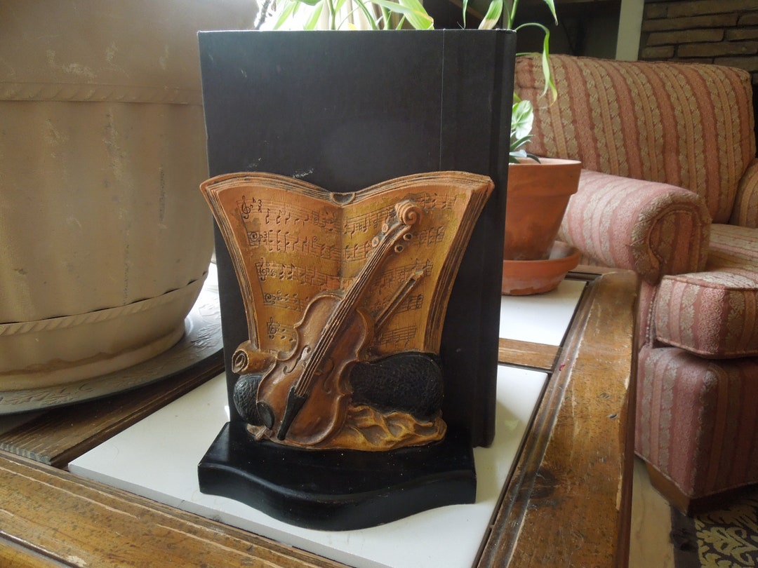 Vintage Syroco Wood Bookends Violins With Sheet Music Circa 1950-1960 ...