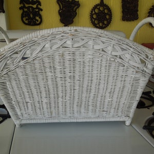 Wicker White Magazine Rack Vintage Adorable Cottage Shabby - Etsy