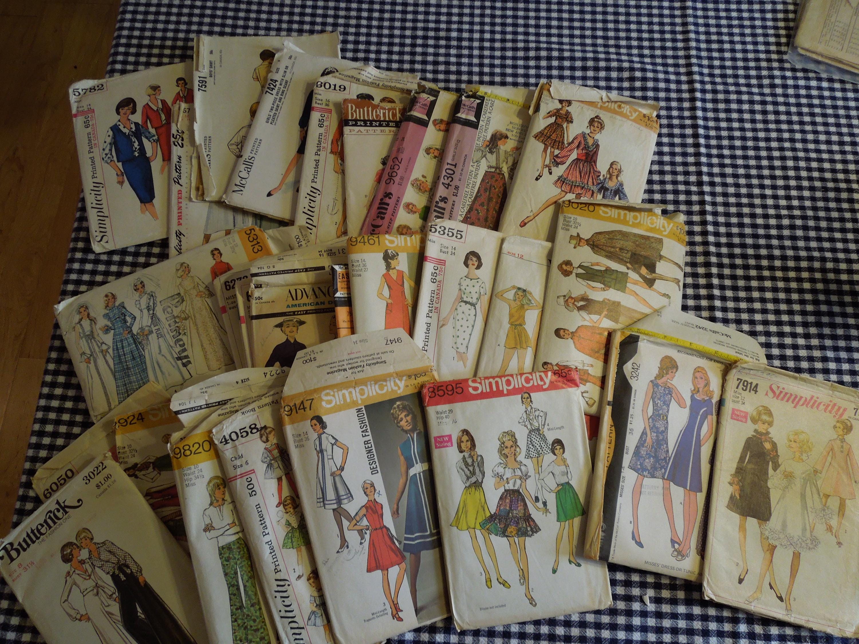 Package of Vintage Sewing Patterns Assorted, Cut, Used and Various ...