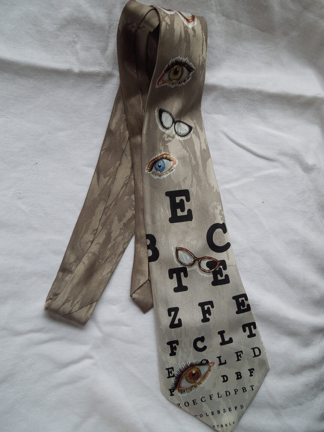 Vintage Necktie Optometrist Eye Chart Eyes Glasses Hand Made in Korea ...