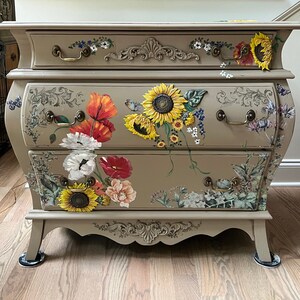 Bombe' Chest Sunflower and Poppy Painted Bombe' Chest Colorful Floral ...