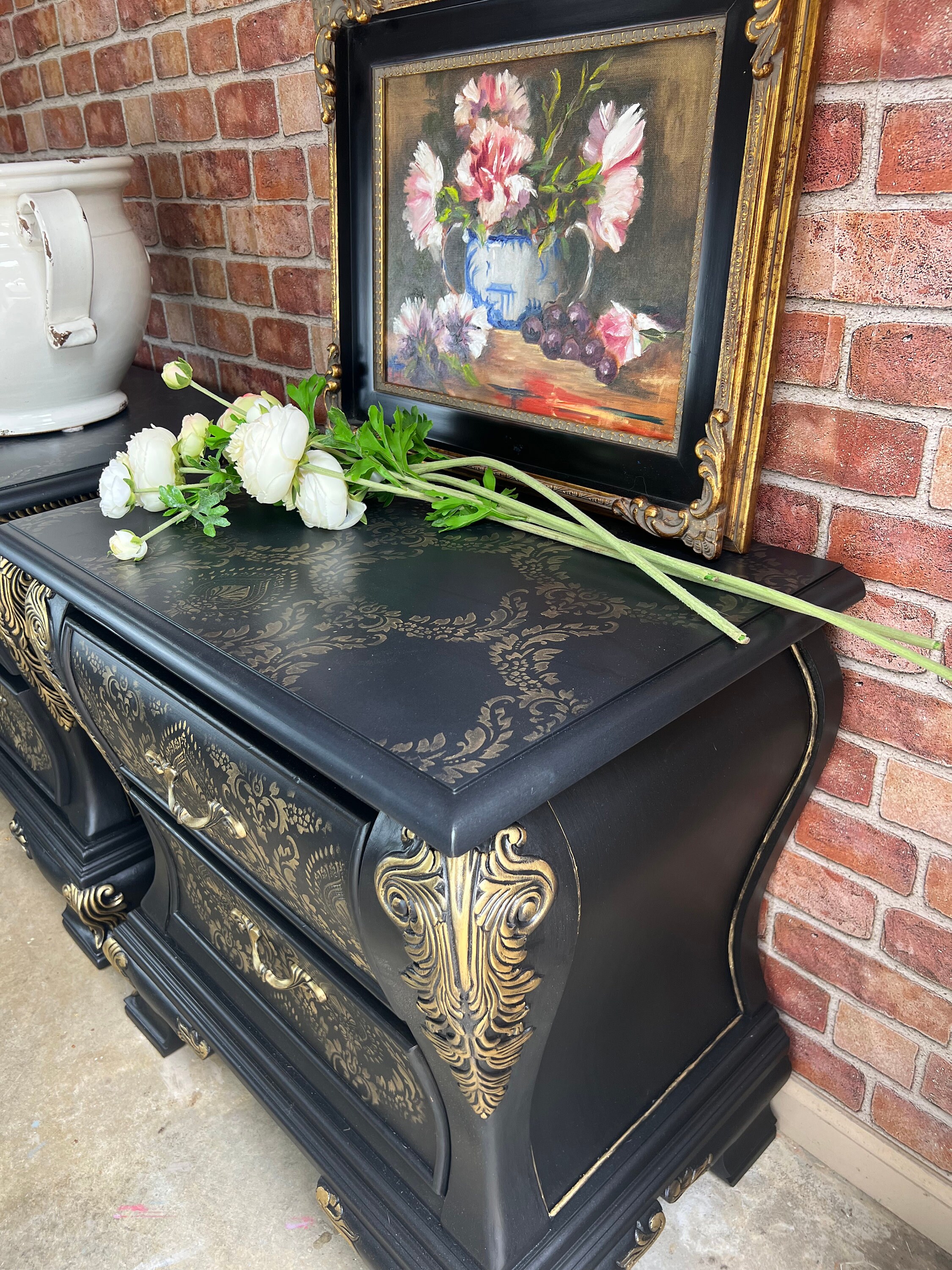 Bombe Nightstands Pair Black and Gold Nightstands Black and Gold ...