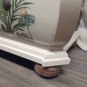 Custom Order Option | Elegant Cream Blue Floral Painted Bombe Chest ...